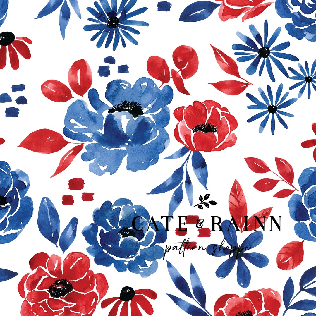 Americana Floral Seamless Pattern 4th of July Seamless - Etsy