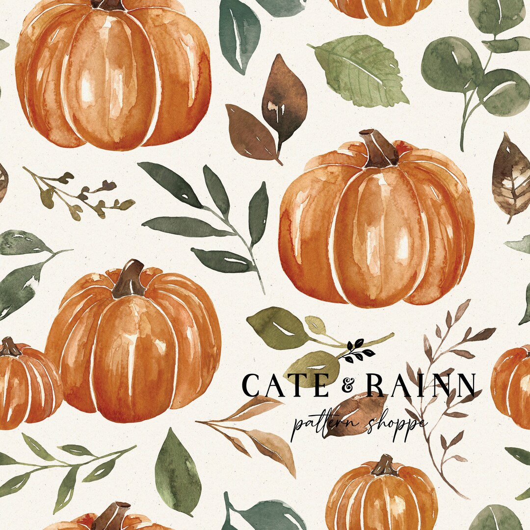 Fall Pumpkins and Leaves Pattern Watercolor Boho Fall - Etsy