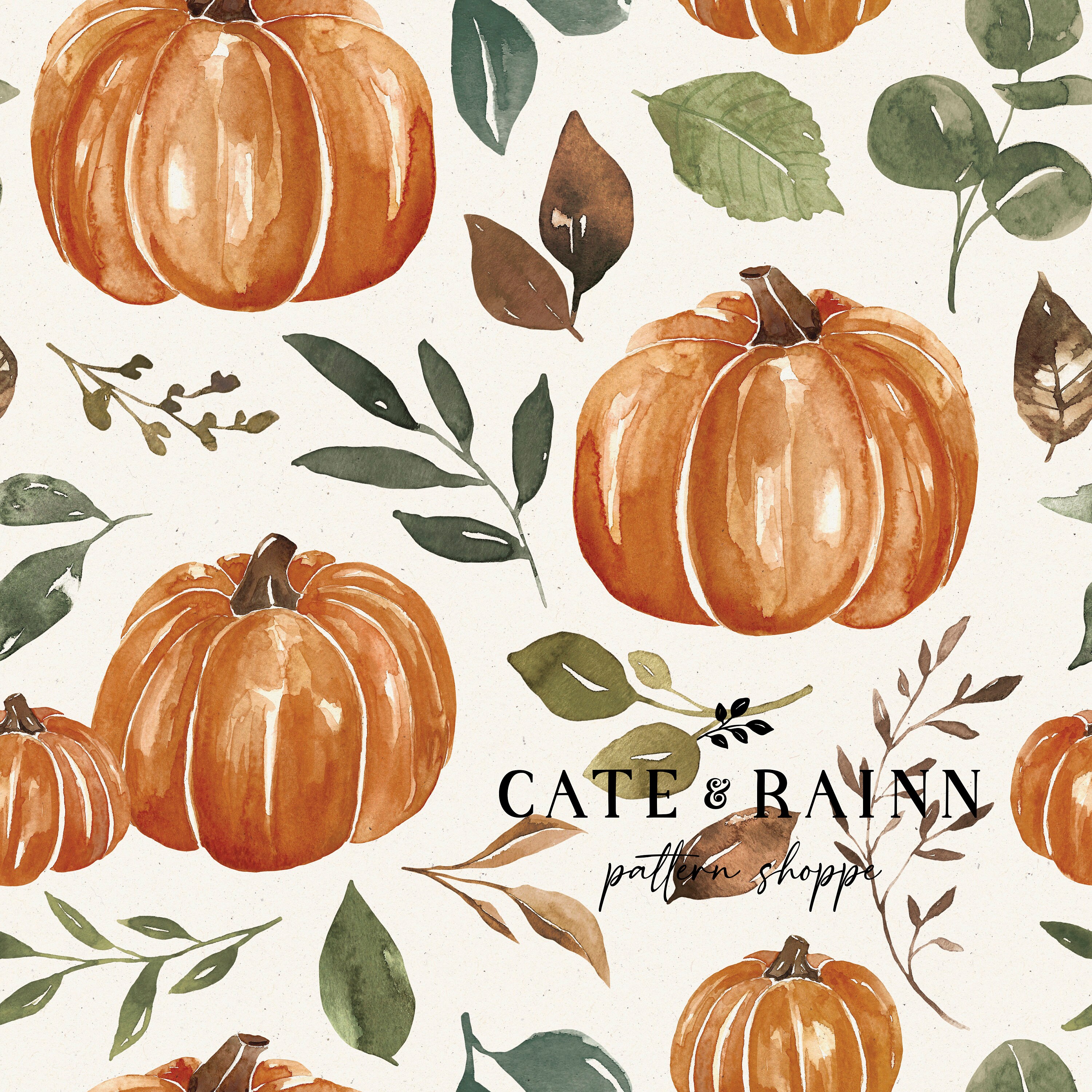 Fall Pumpkins and Leaves Pattern Watercolor Boho Fall - Etsy