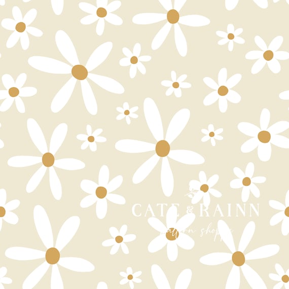 Craft Supplies & Tools Papercraft Retro Daisy Floral Seamless Repeat ...