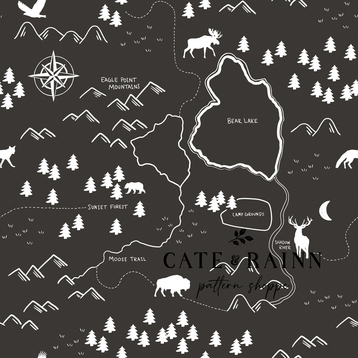 Black and White Map Pattern Seamless Pattern Repeat Pattern | Etsy