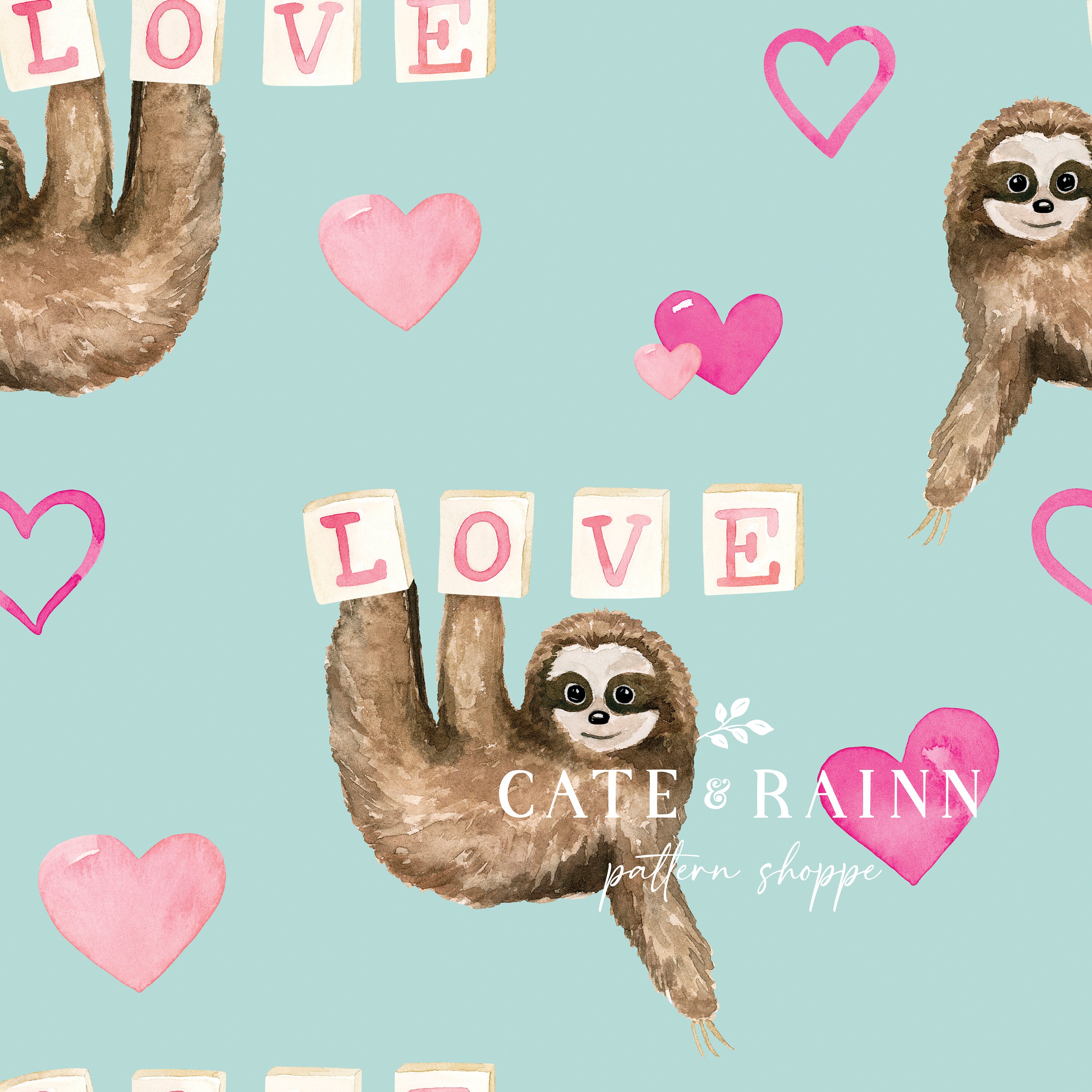 Clip Art & Image Files valentine sloths Valentine's day sloth seamless ...
