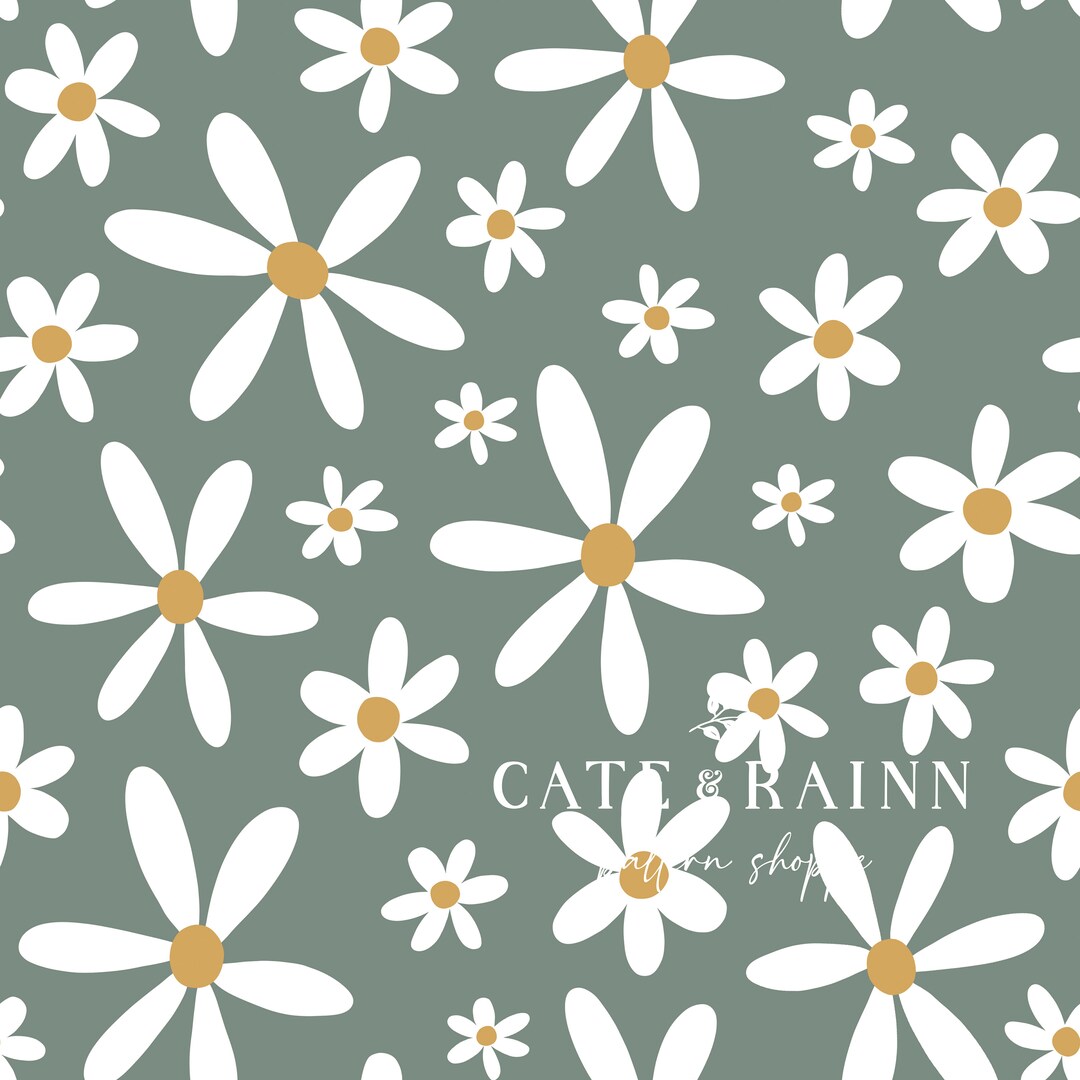 Vintage Daisy Pattern, Retro Daisies Seamless Pattern, Repeat Pattern ...