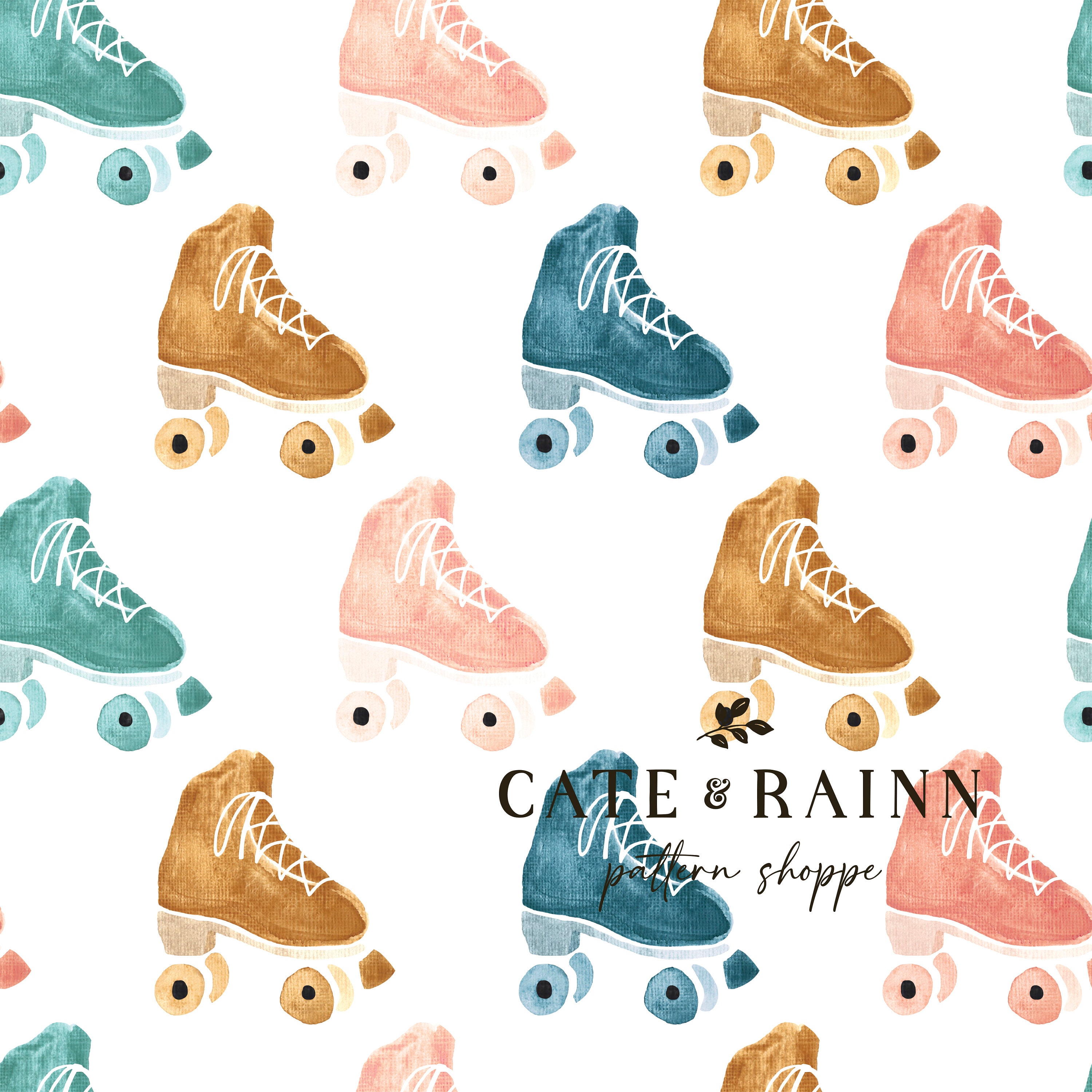 roller derby girls vintage skates doodle patterns Retro Rollers Digital ...