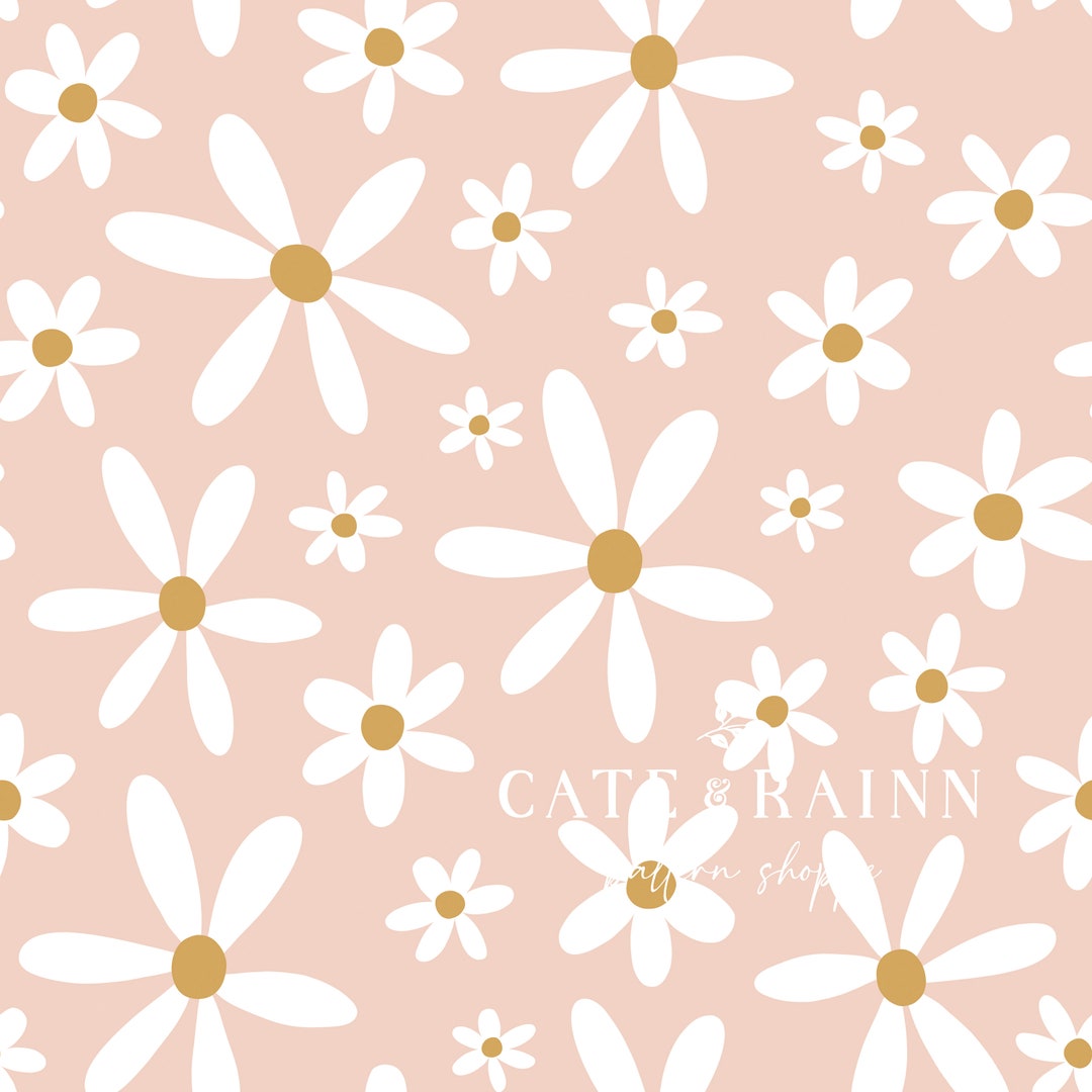 Vintage Pink Daisies Pattern Retro Daisy Seamless Pattern - Etsy