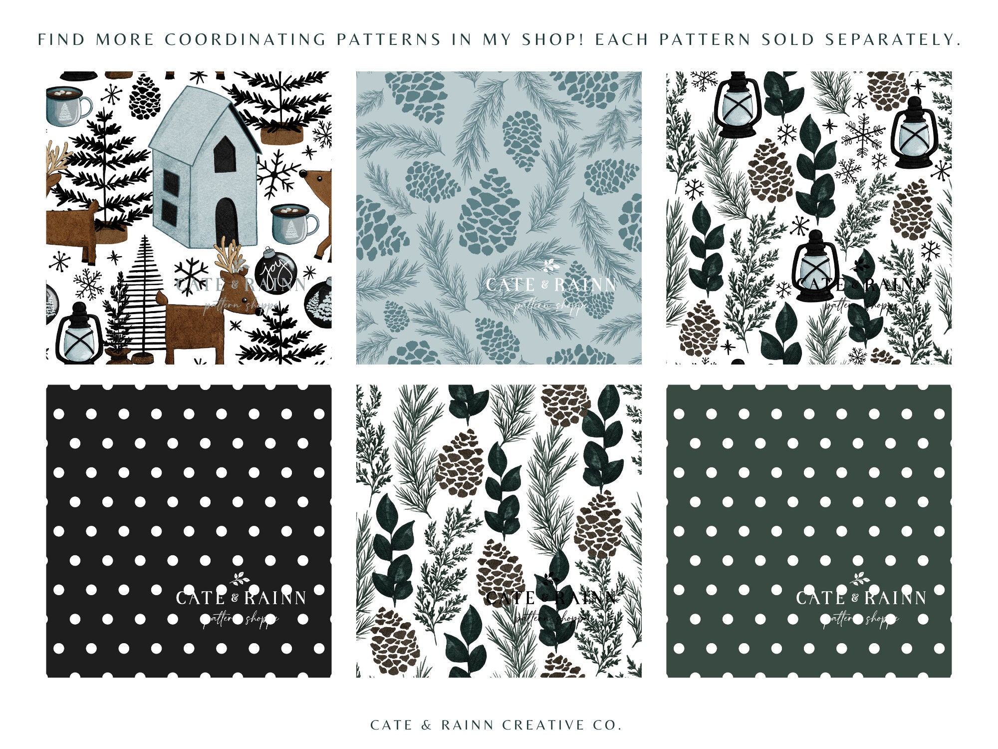 Farmhouse Christmas Greenery Pattern Christmas Seamless | Etsy