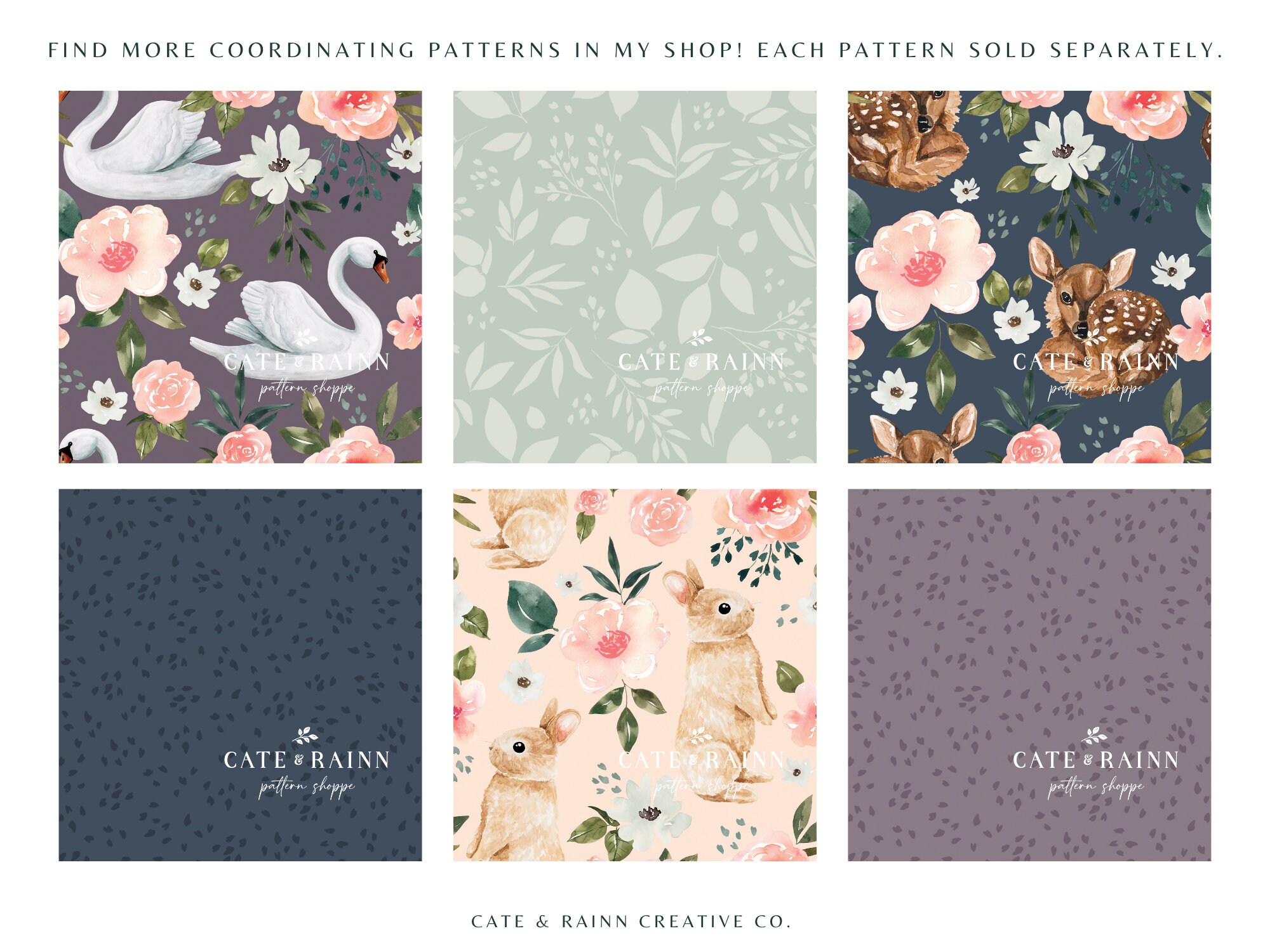 Mint Blue Piglet Floral Seamless Pattern Baby Pig Floral | Etsy