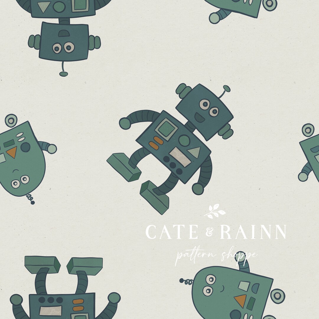 Roboter Nahtloses Muster Retro-Wiederholungsmusterdatei - Etsy.de