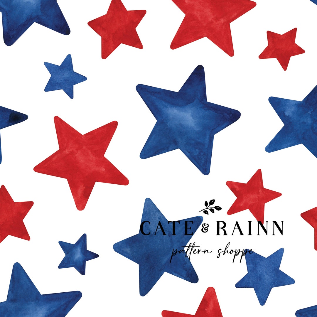 4th of July Stars Seamless Pattern, Red, White and Blue Star Pattern ...