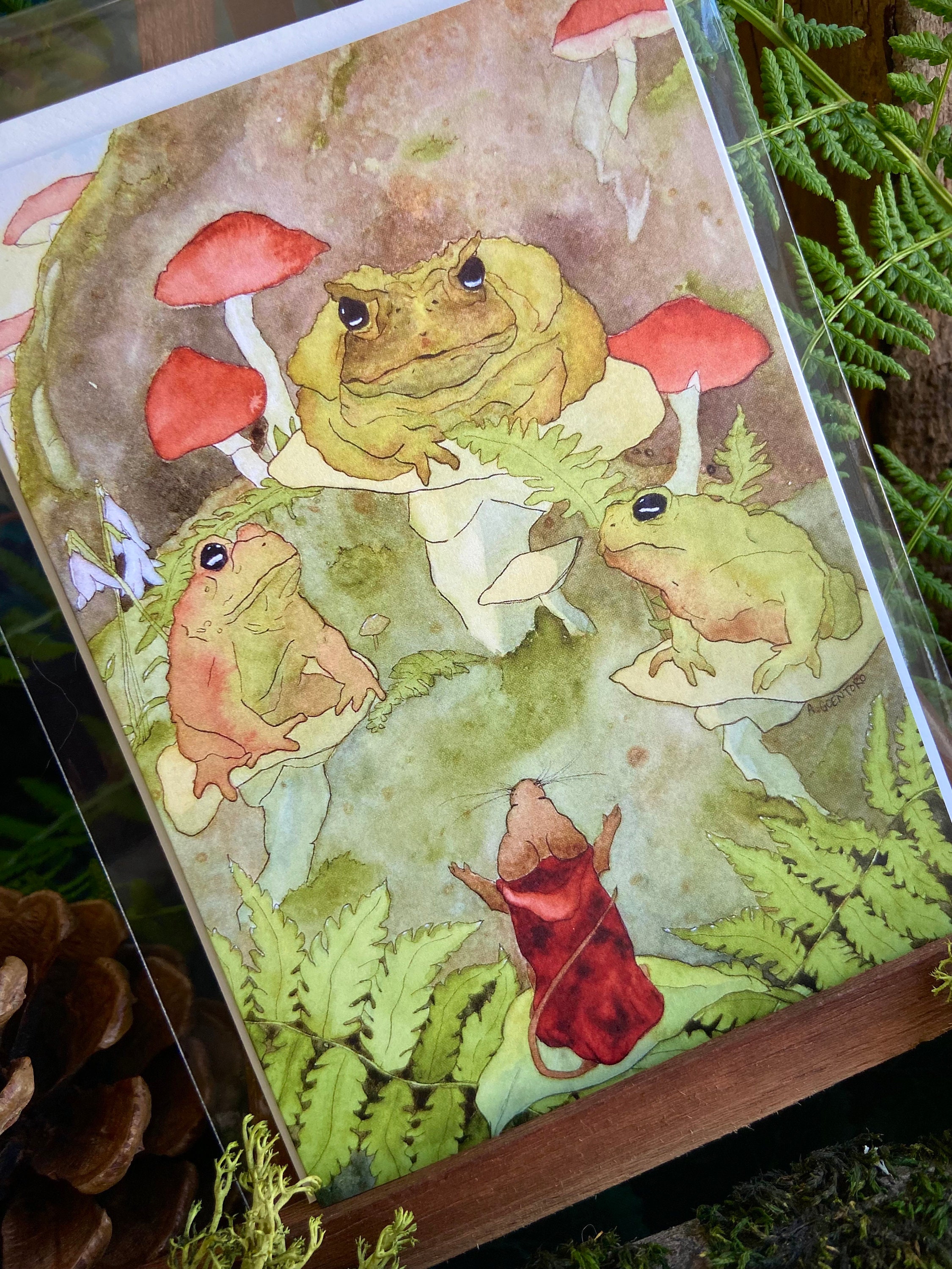 Toad Council Blank Card Toad Fairy Forest Mushroom Whimsical Woodland ...