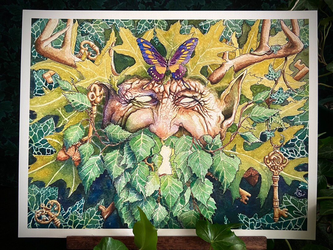 The Green Man Signed Archival Print ~ Birch Beard Ancient Nature Art ...