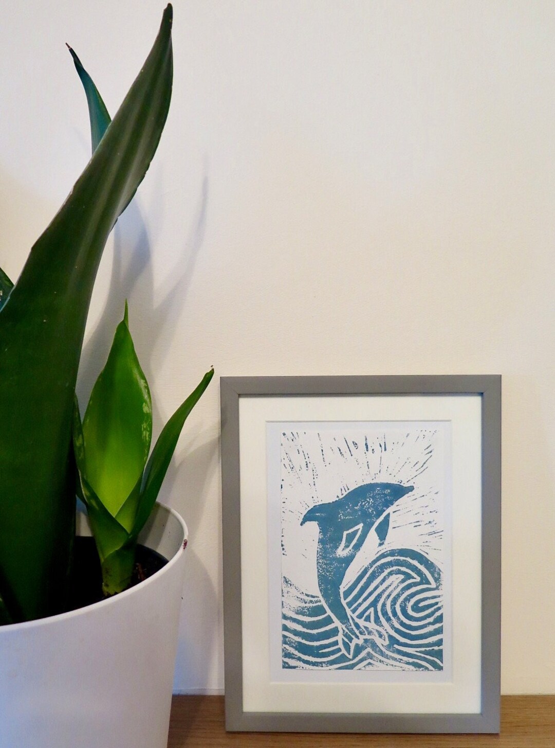 Dolphin Lino Print - Etsy