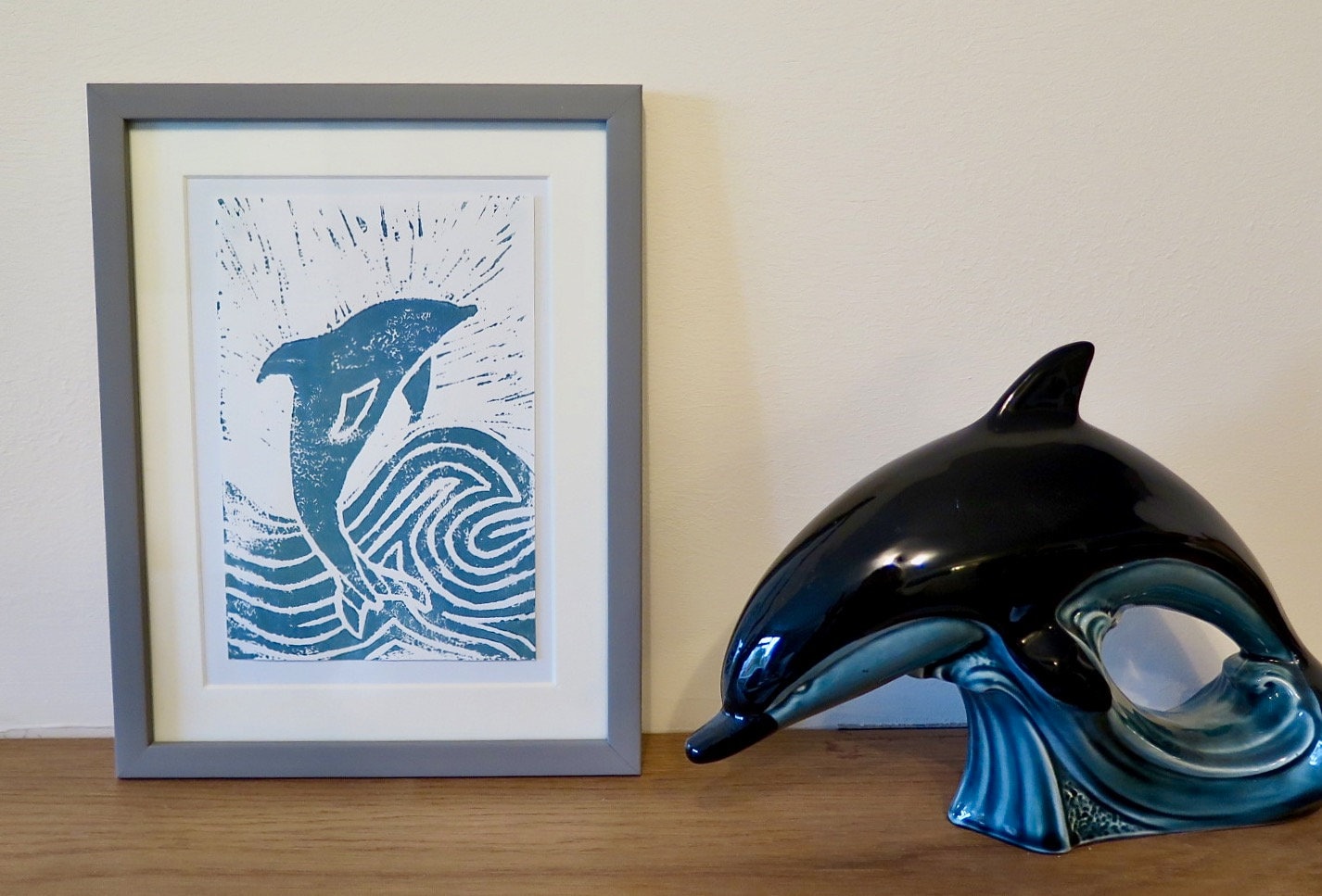 Dolphin Lino Print - Etsy