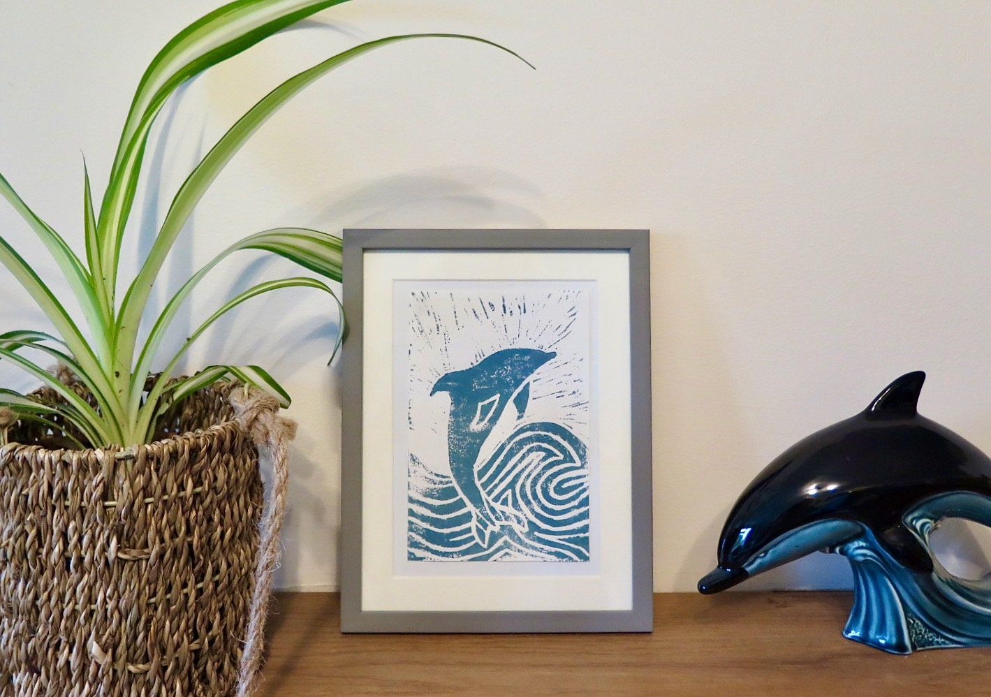 Dolphin Lino Print - Etsy