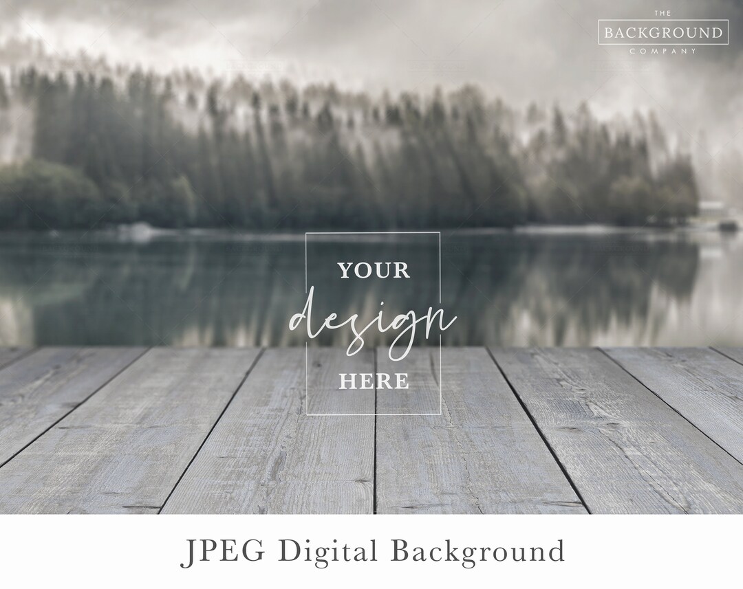 Lake Background Mockup | Outdoor Table Mockup at the Lake | Wooden ...