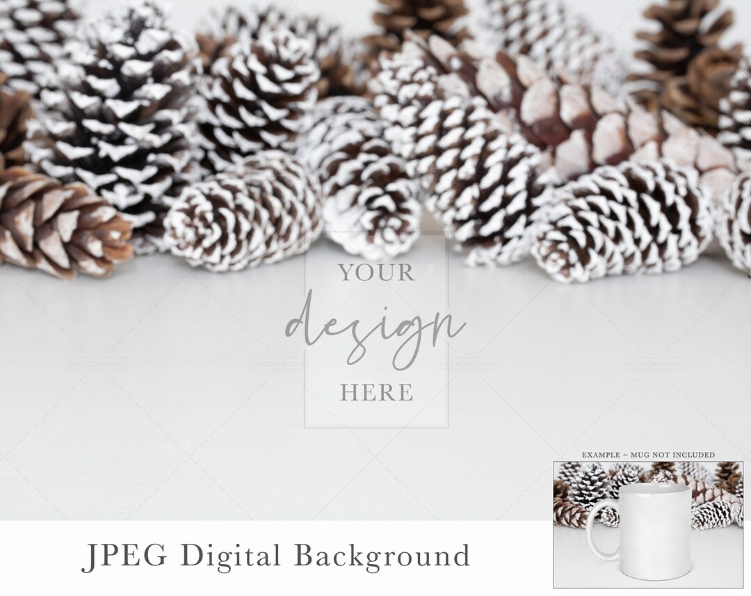 Pine Cone Background Mockup | Winter Stock Photo Background | Christmas ...