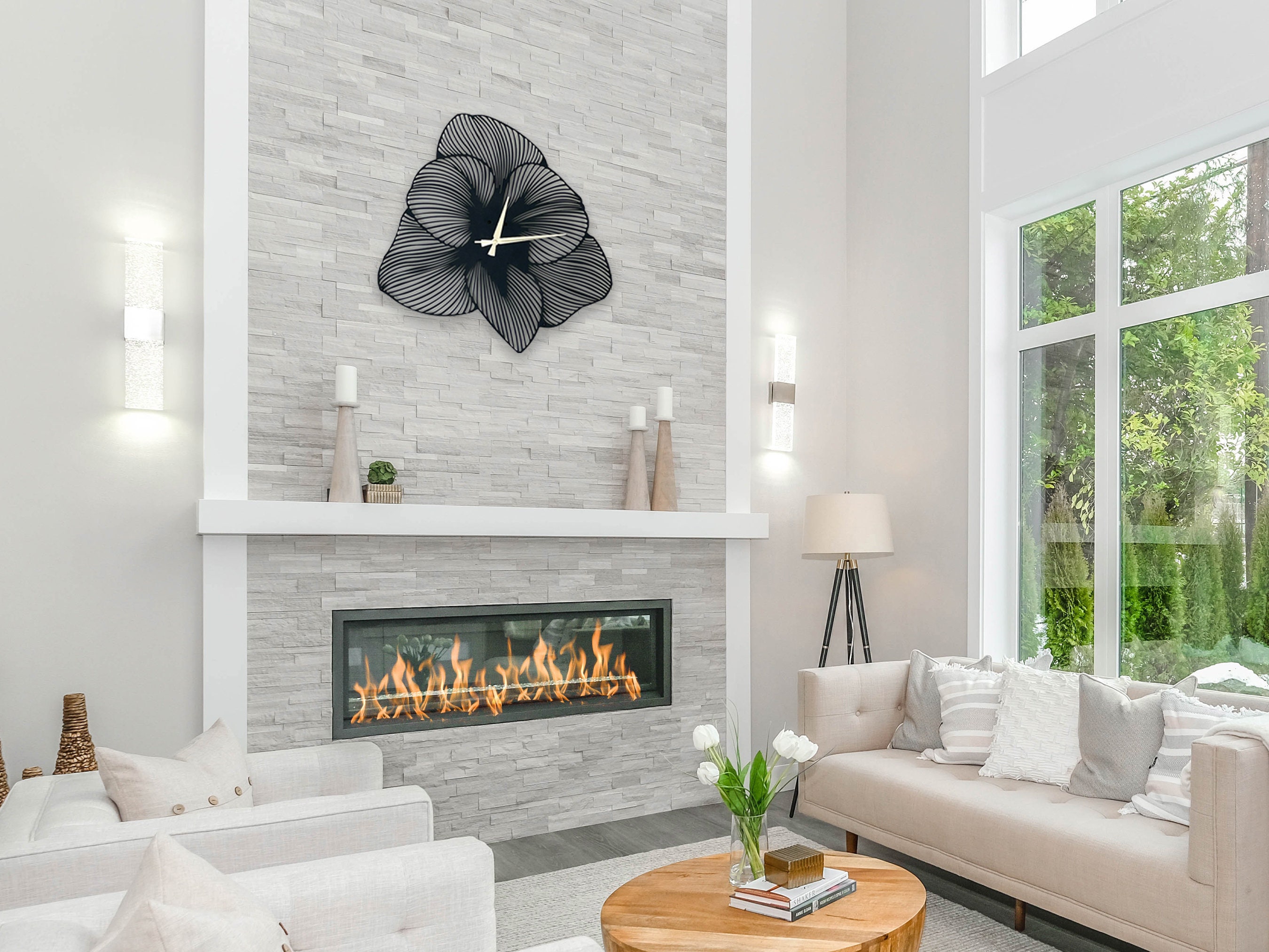 19 Black Analog Metal Large Azalea Clock Indoor Silent - Etsy