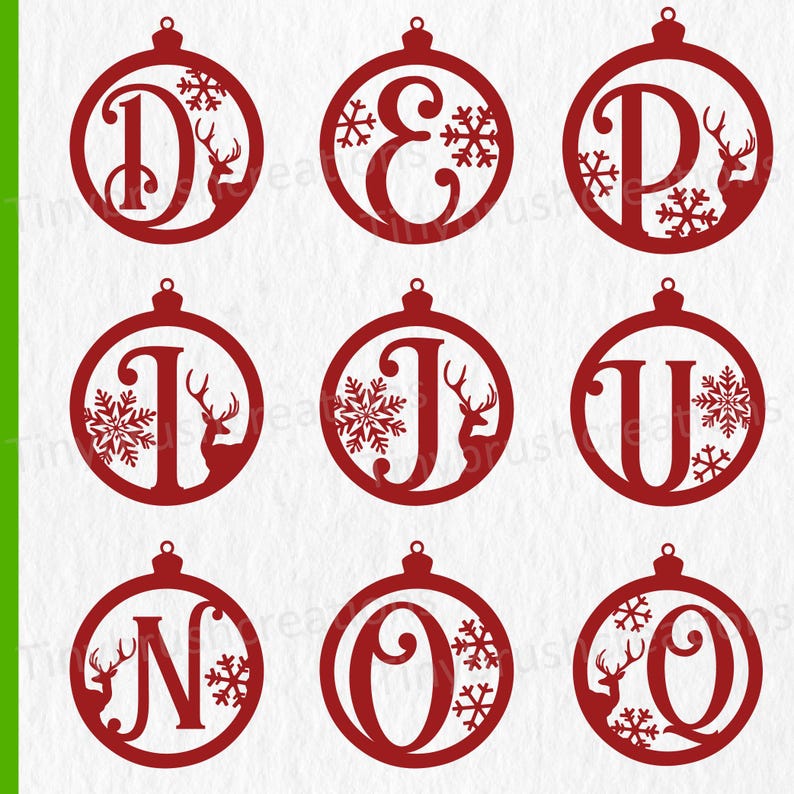 Monogram Christmas Ornament SVG: Alphabet Letters for Cricut - Etsy