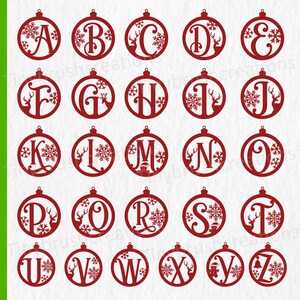 Monogram Christmas Ornament SVG: Alphabet Letters for Cricut - Etsy
