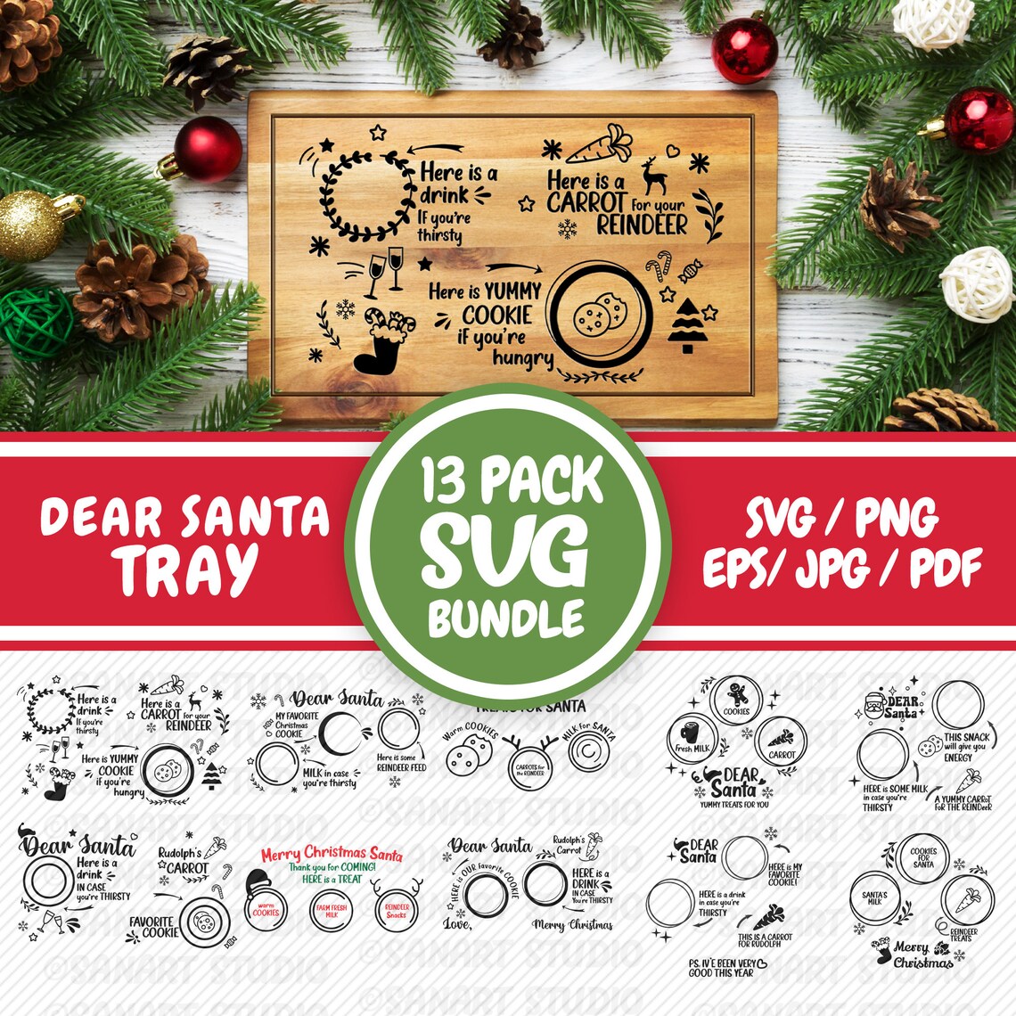 Dear Santa Tray SVG Bundle Cookies for Santa Tray SVG BUNDLE - Etsy