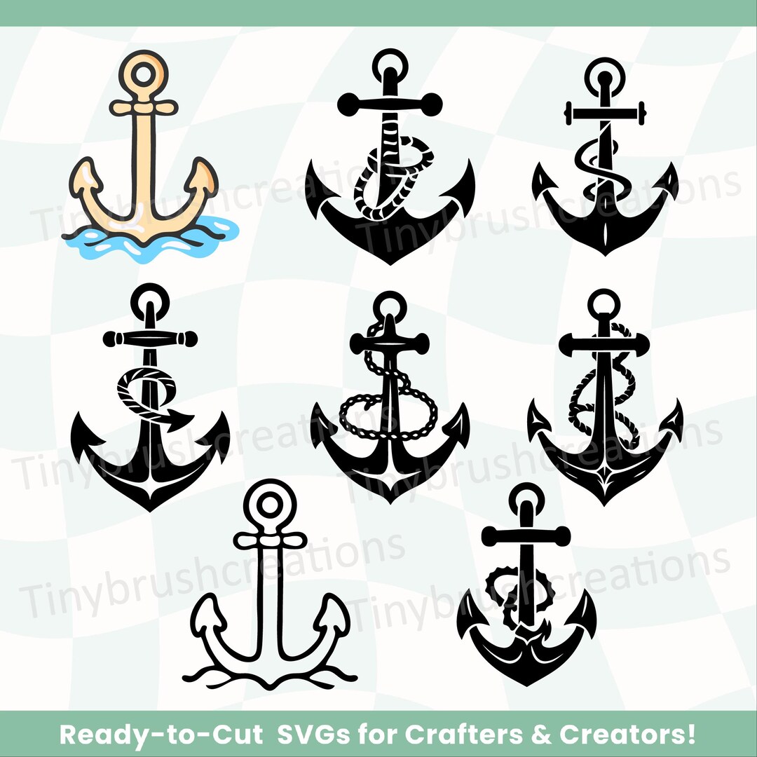 Anchor SVG Bundle: Nautical Clipart, Cricut & Silhouette Cut Files ...