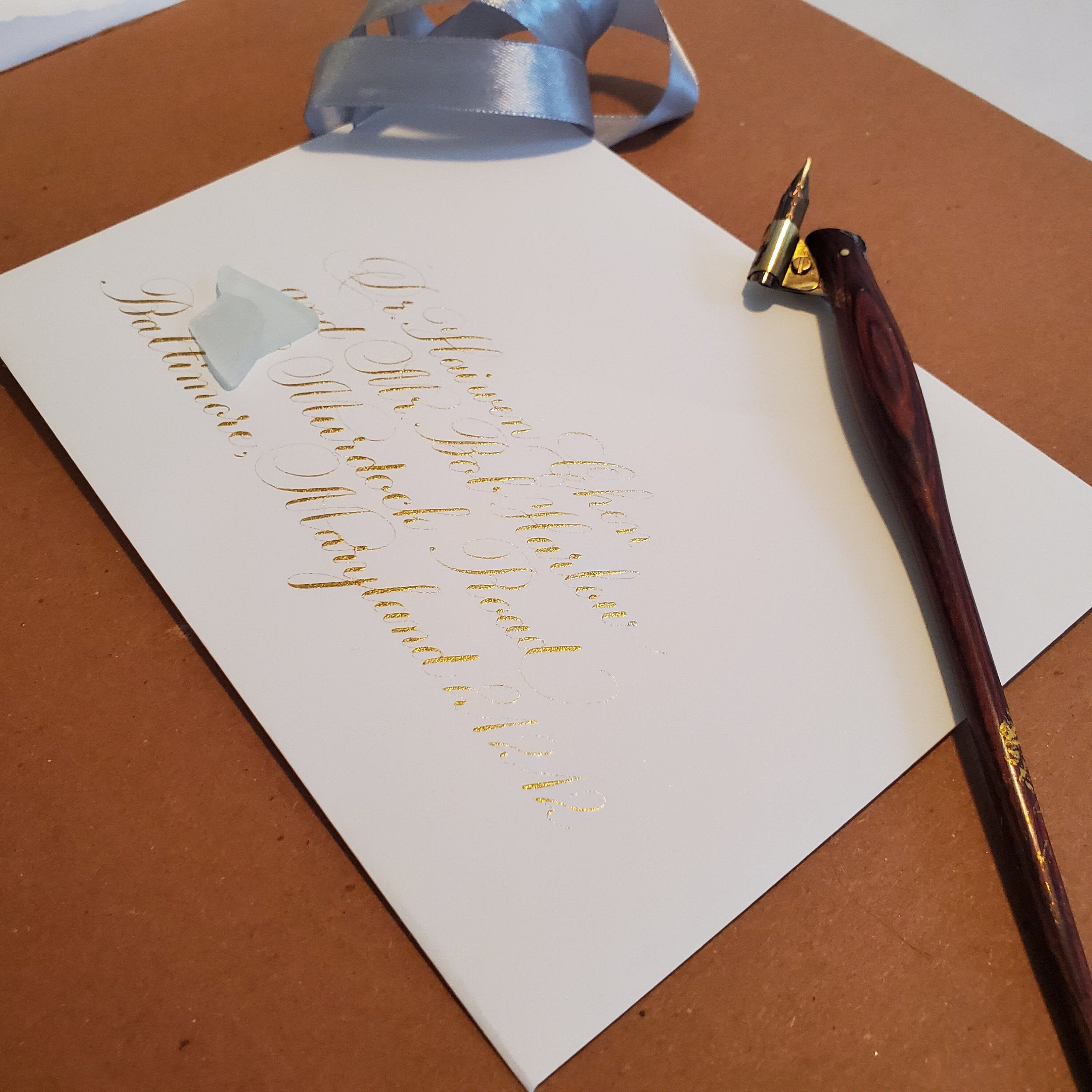 Copperplate Calligraphy Handwritten Envelope Addressing Gold - Etsy