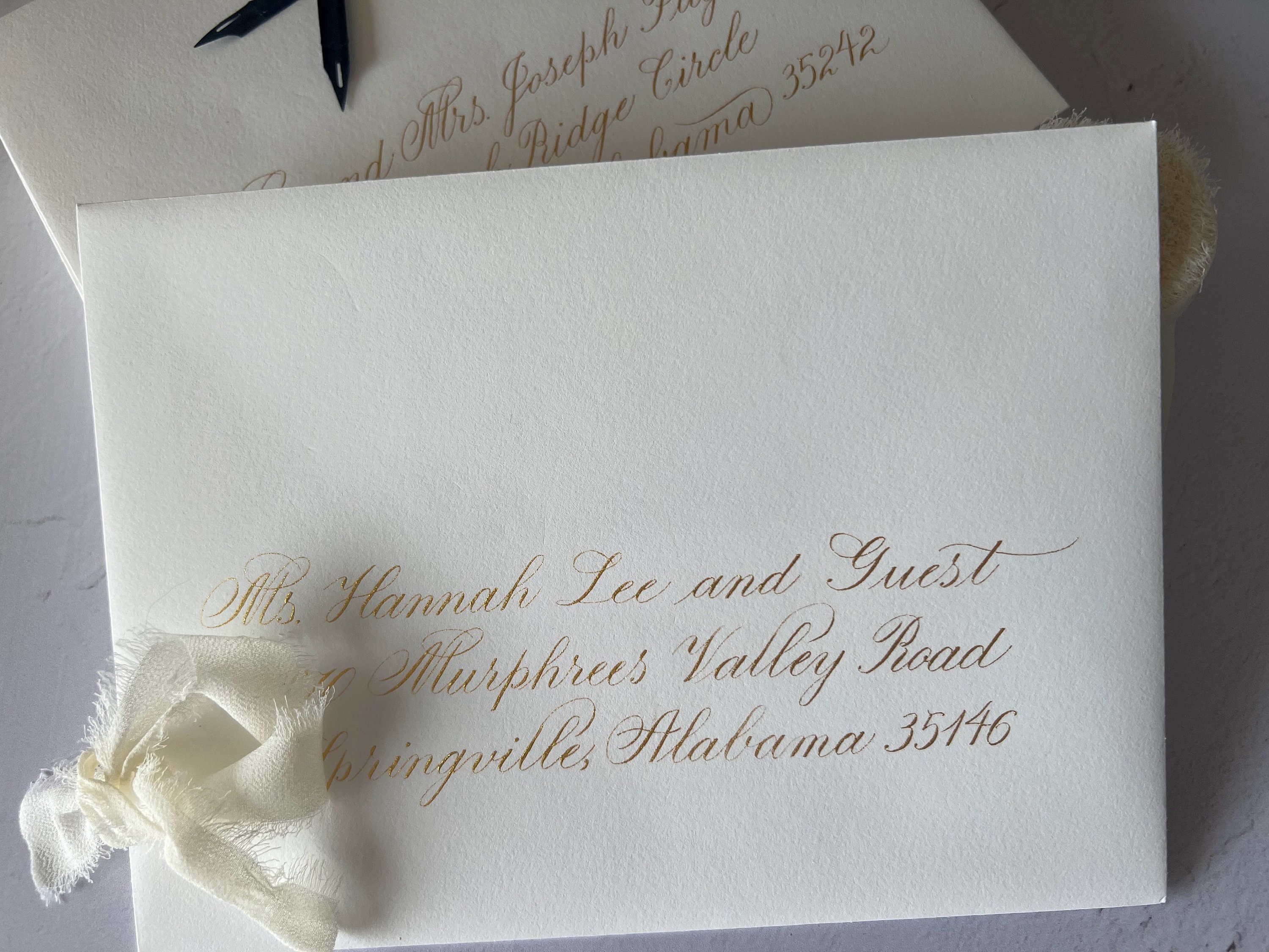 Copperplate Calligraphy Handwritten Envelope Addressing Gold - Etsy