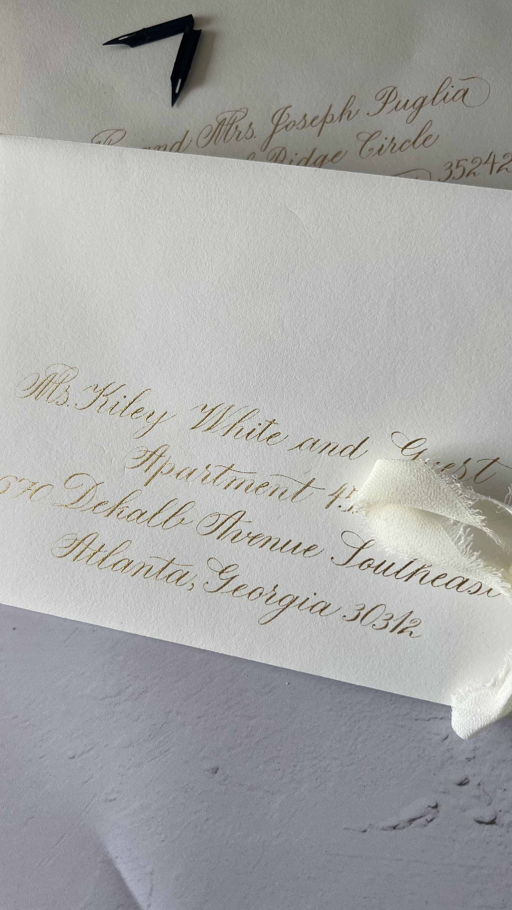 Copperplate Calligraphy Handwritten Envelope Addressing Gold - Etsy