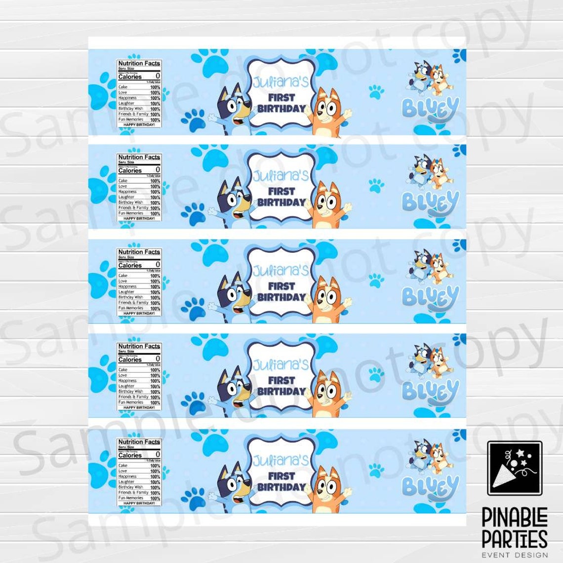 Bluey Birthday Waterbottle labels | Etsy