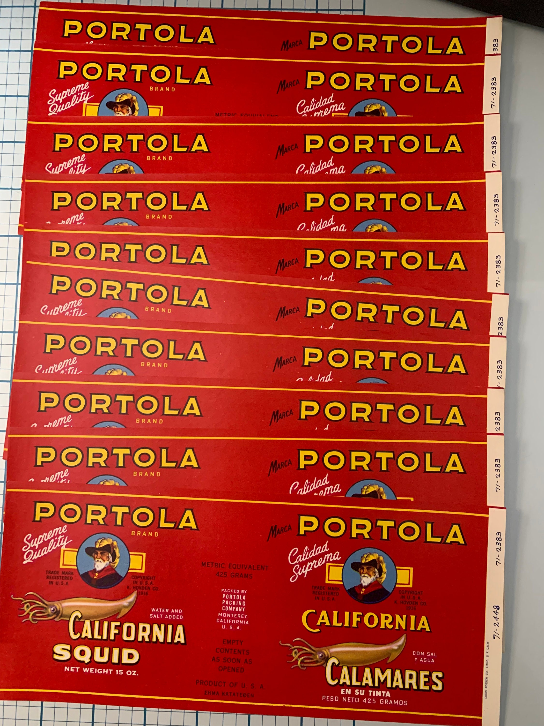 Authentic Squid/calamare Can Labels From Cannery Row - Etsy