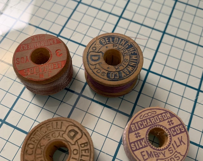 3 Spools of Vintage Belding Corticelli Pure Silk Thread/1 Spool of J.N ...