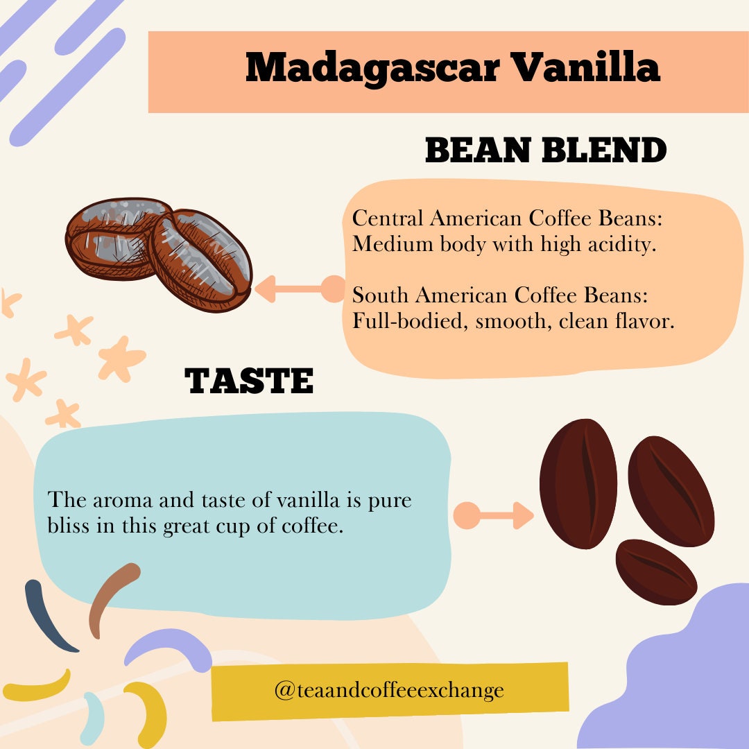 Madagascar Vanilla Coffee: Artisan 8oz Whole Bean or Ground Blend for ...
