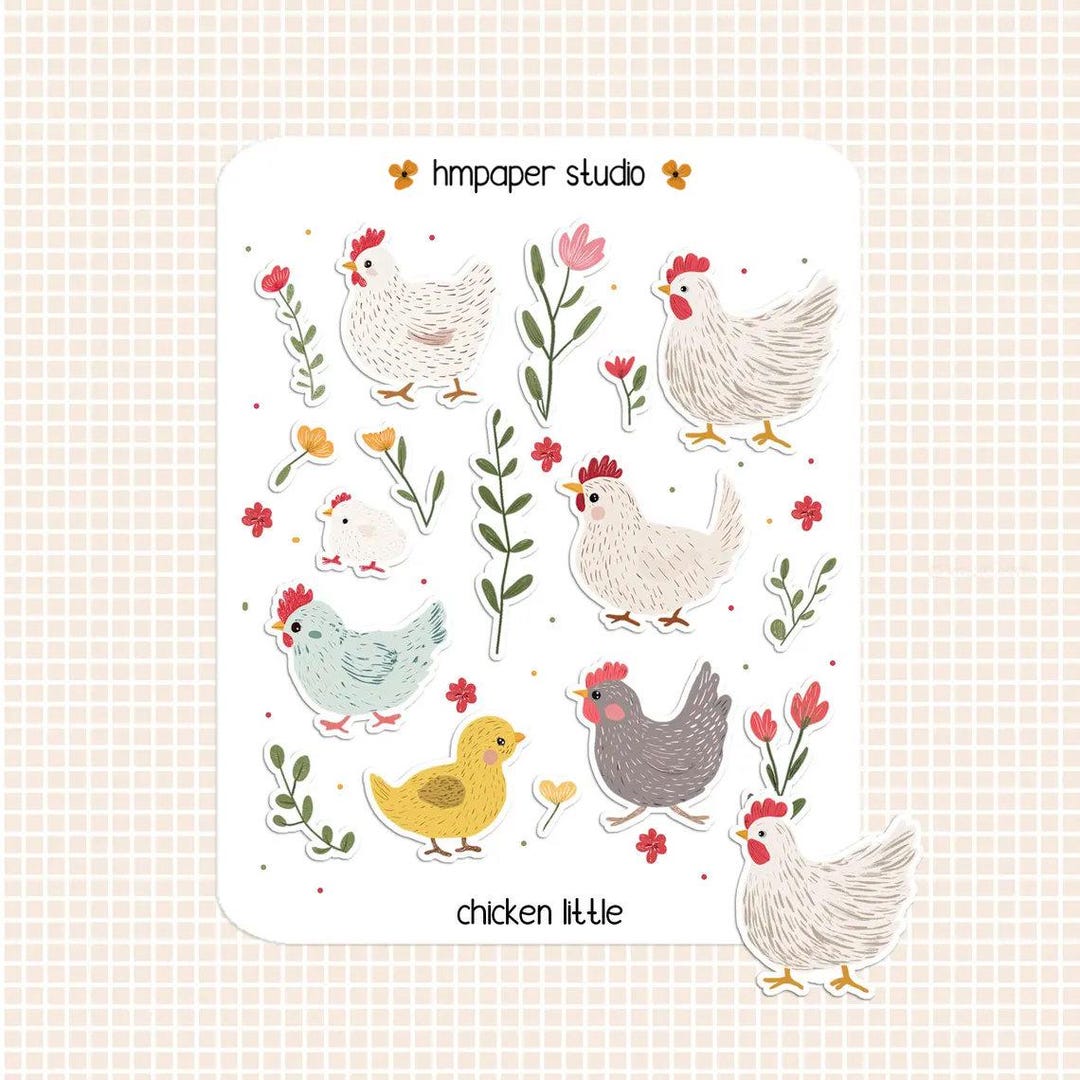 Cottagecore Stickers, Farm Chicken Stickers, Sticker Sheet, Cute ...