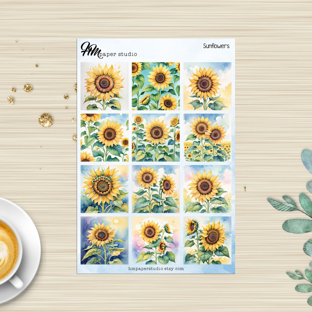 Sunflower Sticker Sheet, Sunflower Sticker, Sunflower Gifts for Friend ...
