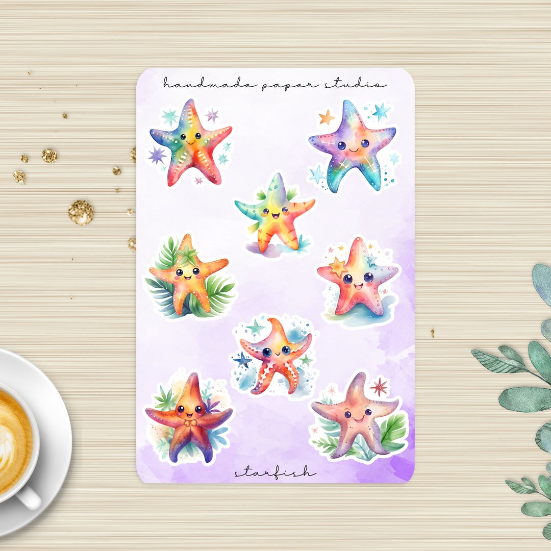 Starfish Sticker Sheet, Cute Ocean Stickers, Gift for Beach Lover ...