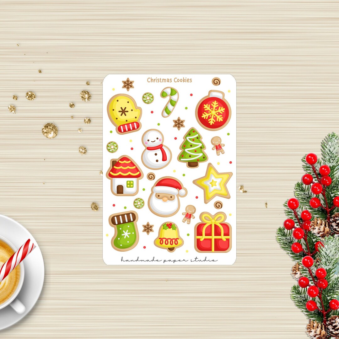 Mini Gingerbread Cookies Sticker Sheet, Christmas Sticker Sheet ...