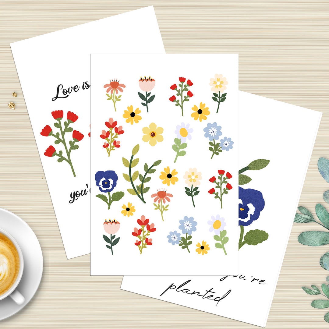 Flower Postcard Set, Cottagecore Postcards, Postcards Set of 3, Mini ...