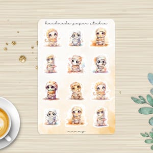 Watercolor Mummy Sticker Sheet – Cute Halloween Mummies for Journals ...