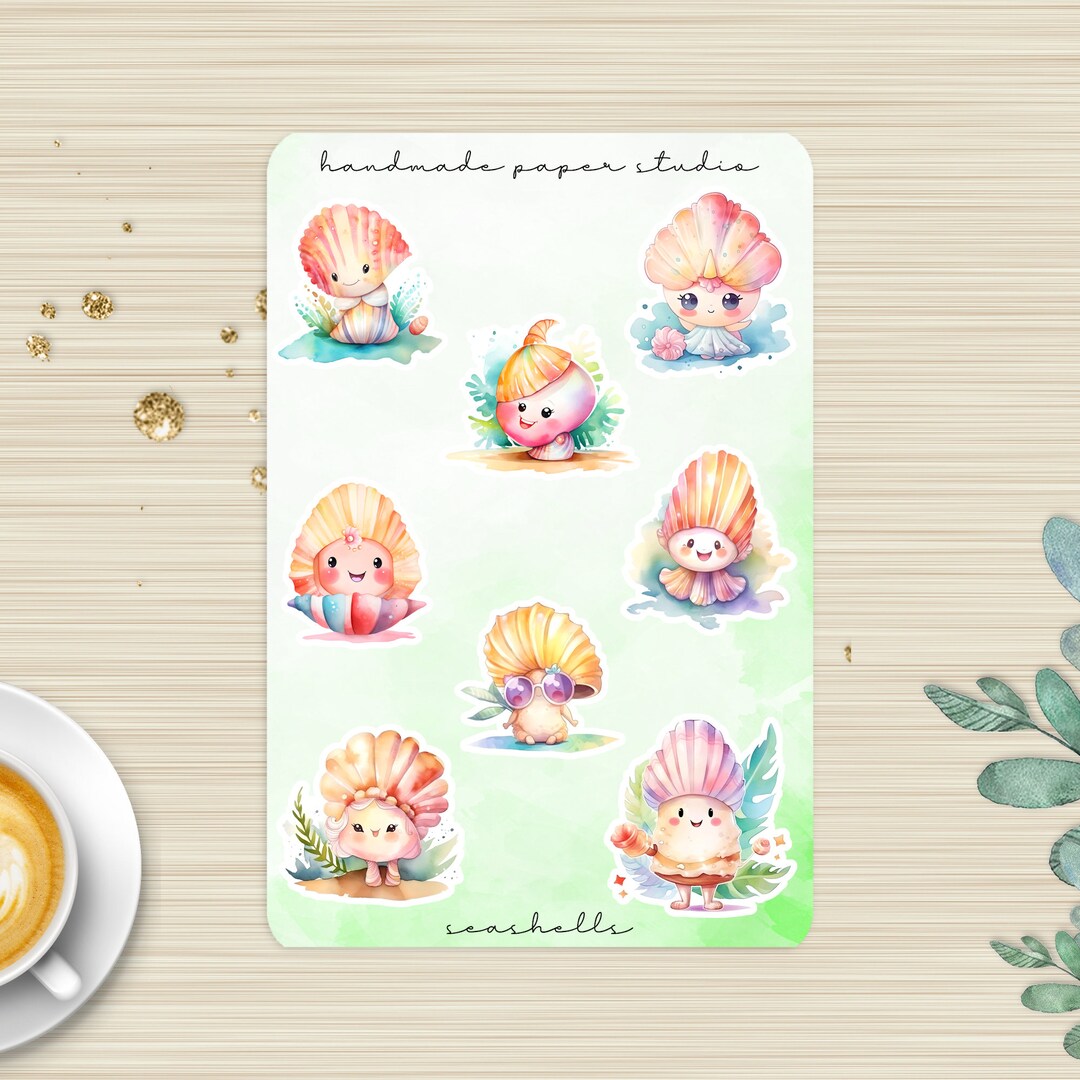 Seashell Sticker Sheet Summer Sticker Beach Sea Shell - Etsy