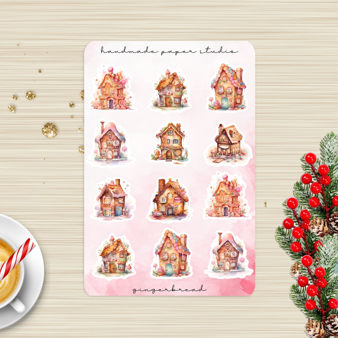 Gingerbread Houses Sticker Sheets, Gingerbread Stickers, Small Gift for ...