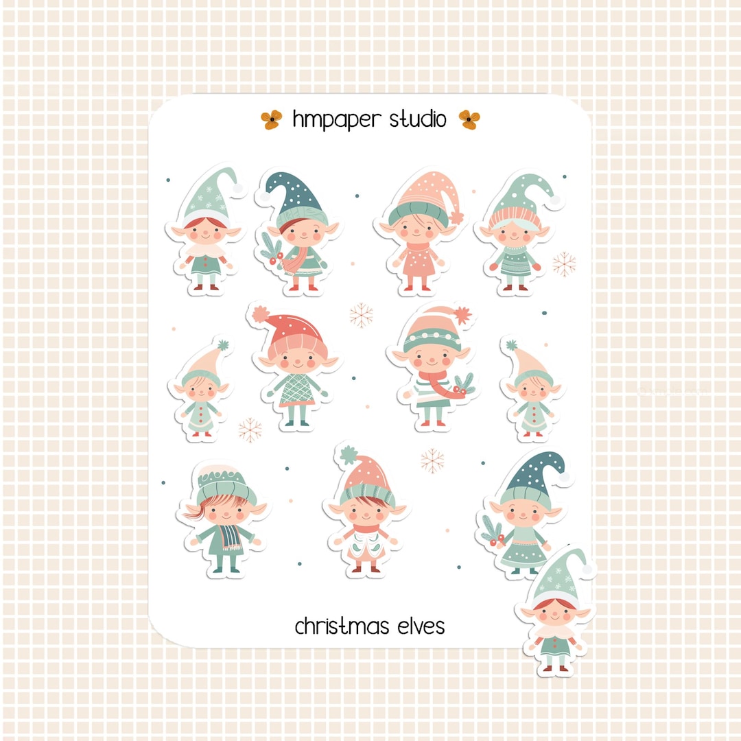 Christmas Elves Sticker Sheets, Elf Lover Christmas Stickers, Perfect ...