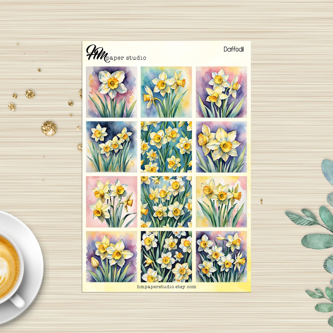 Daffodil Stickers, Sticker Sheet, Cute Stickers, Gift for Daffodil ...