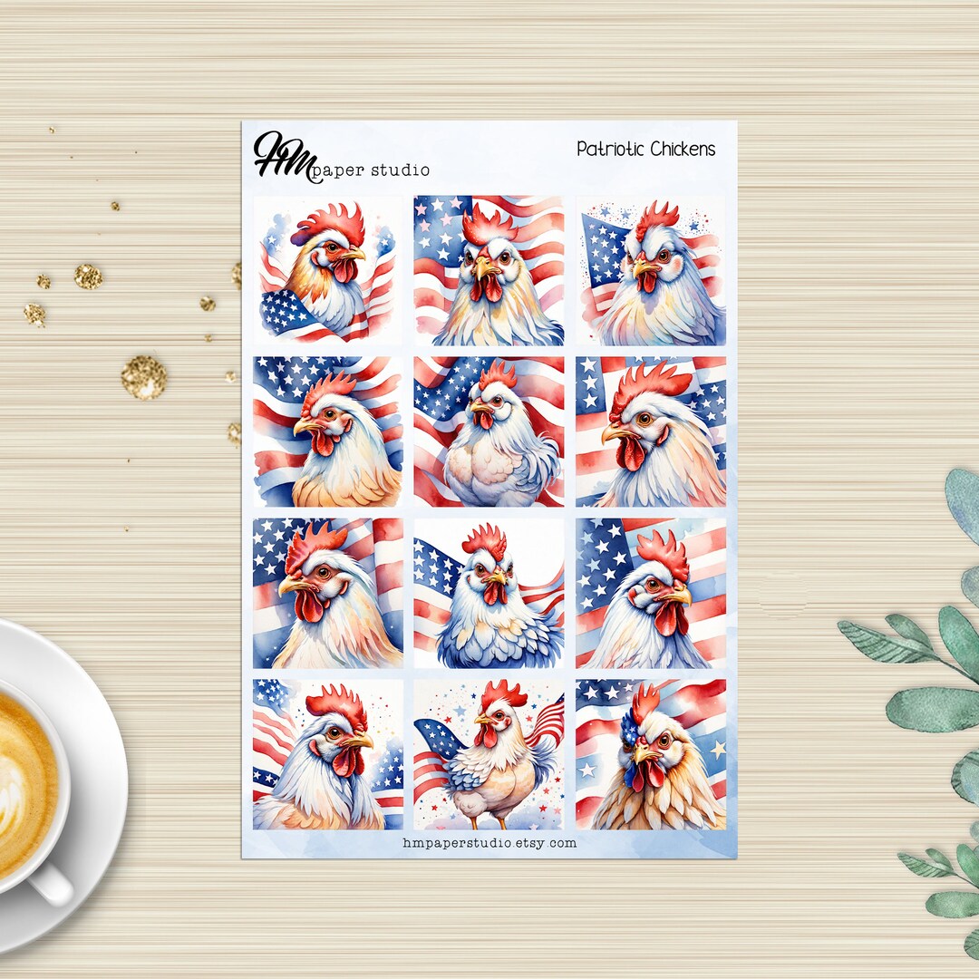 Patriotic Sticker Sheet for 4th of July or Memorial Day With Cute ...