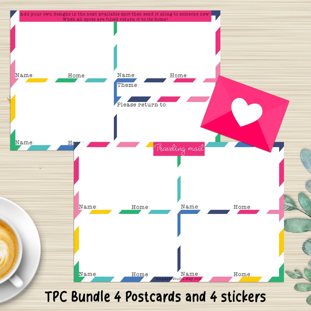 Traveling Postcard Set, TPC, Traveling Sticker Card, Sticker Collecting ...