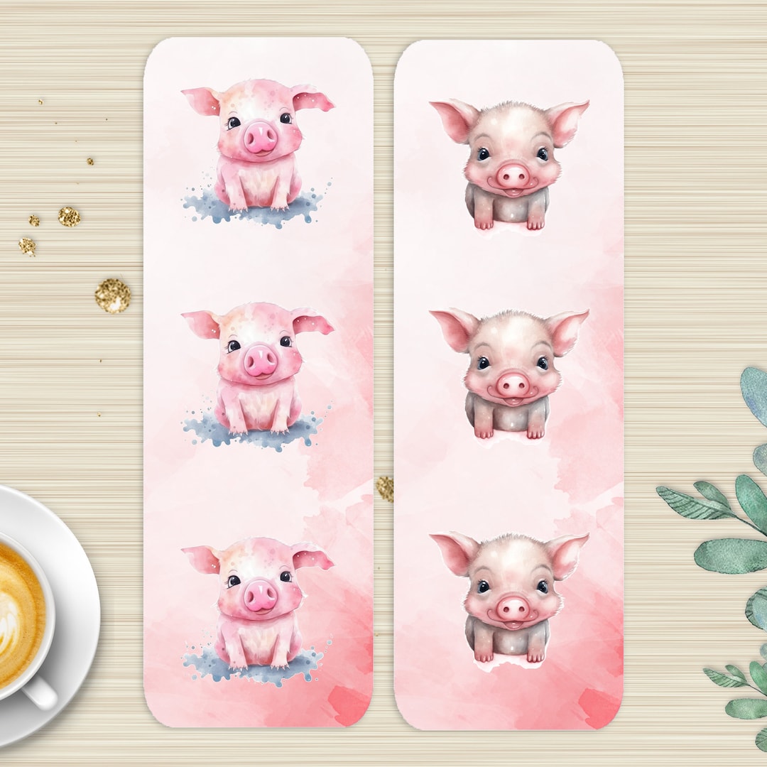 Pig Bookmark Set, Double Sided Bookmarks, Pig Gifts for Kids, Bookish ...