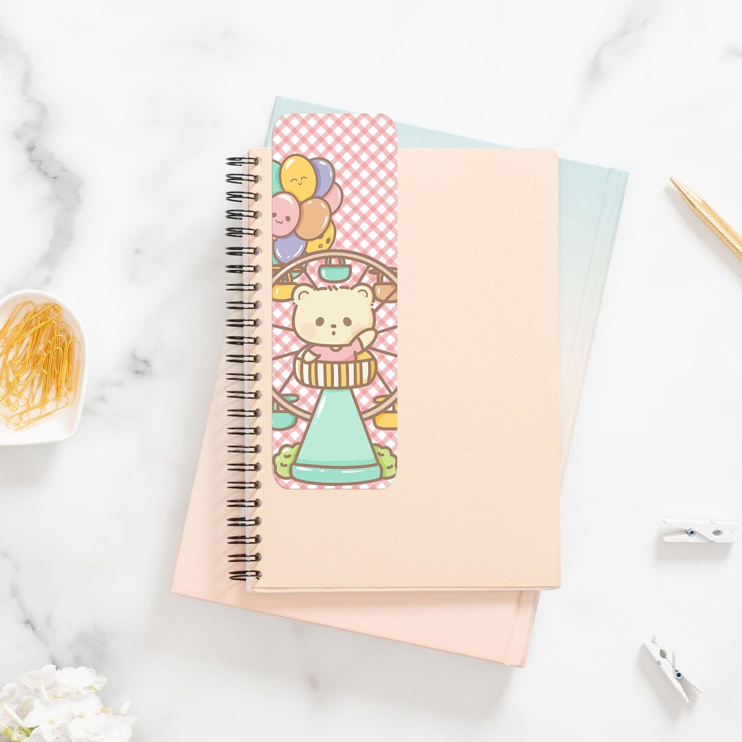 Kawaii Bear Fair Bookmark – 2x6" Laminated Carnival Bookmark | Cute ...