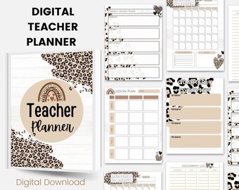 Leopard Teacher Planner - Etsy