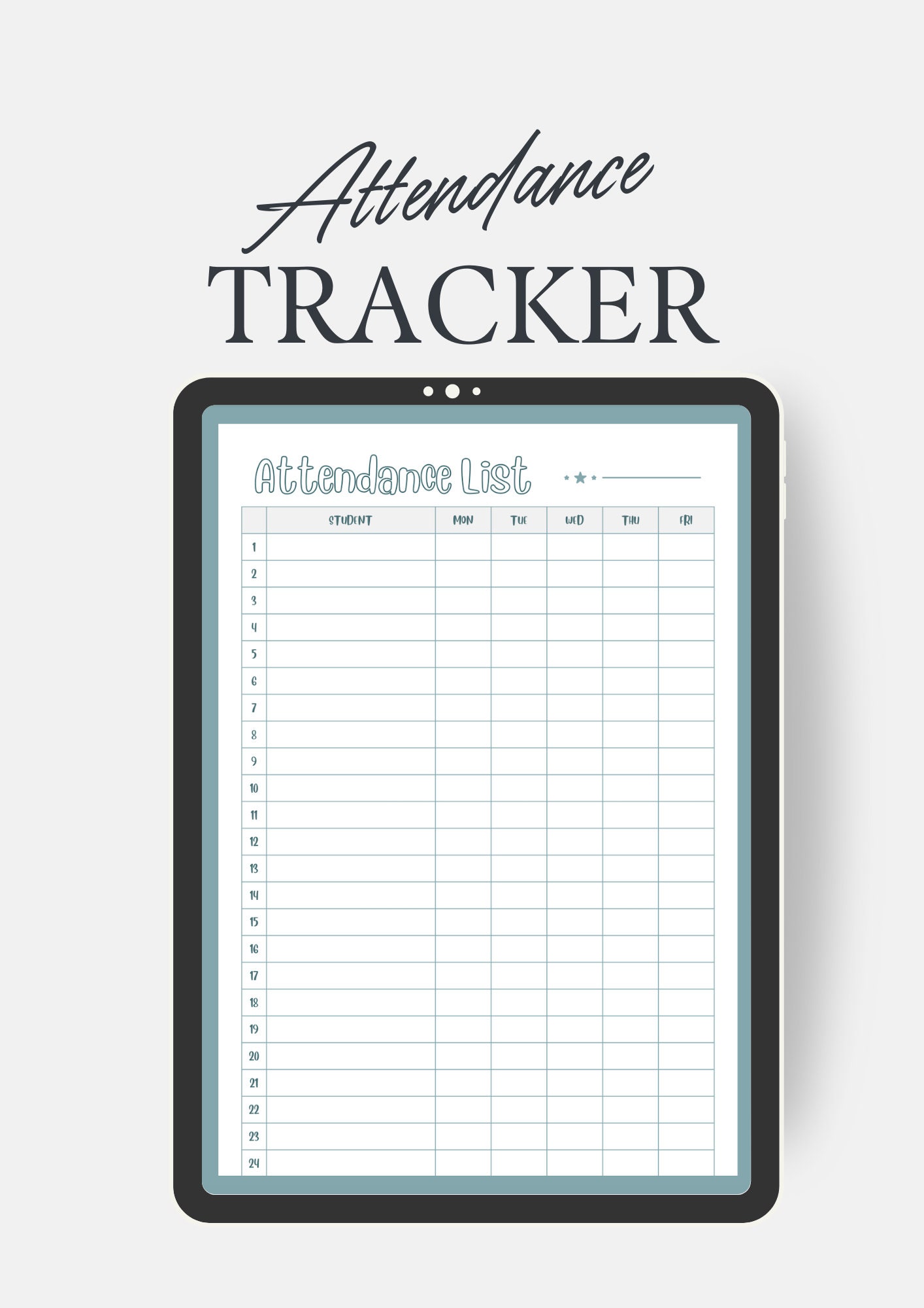 Weekly Attendance Tracker, Printable Student Attendance Sheet for ...