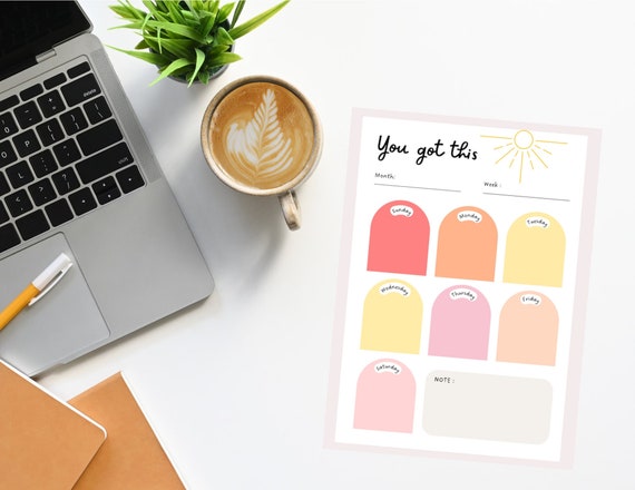 Pastel Weekly Planner Printable Printable Planning Sheet - Etsy