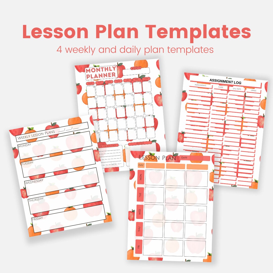 Digital and Printable Apple Teacher Planner, Weekly Lesson Plans ...